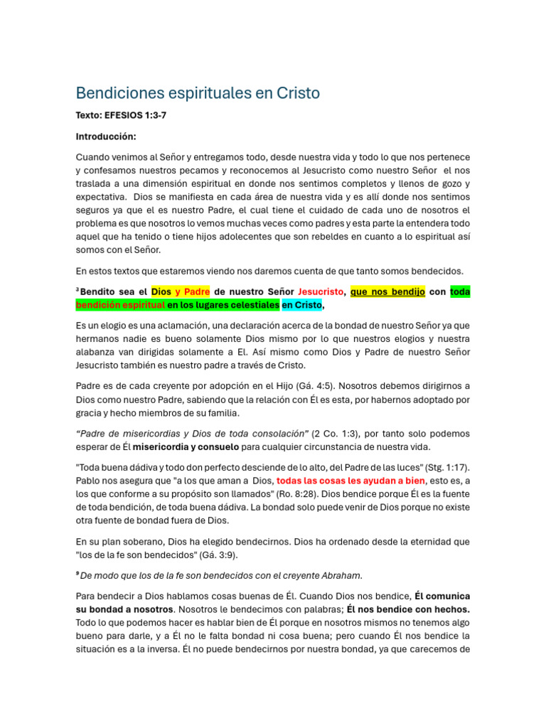 BENDICIONES ESPIRITUALES EN CRISTO | PDF | Cristo (título) | Pecado
