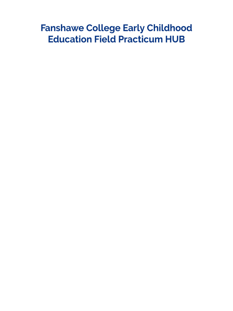 Fanshawe ECE Field Practicum Guide | PDF | Mentorship | Early Childhood ...