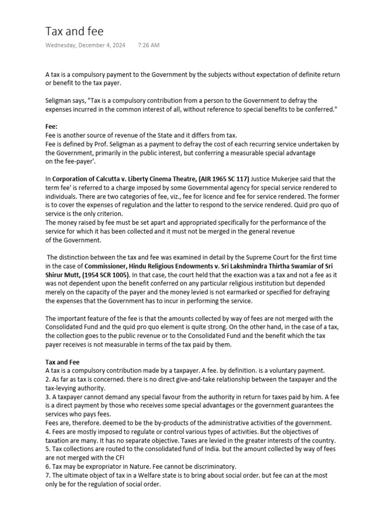 Tax and fee | PDF | Taxes | Taxpayer