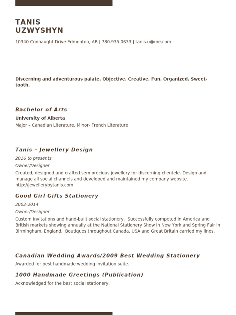 Tanis' Resume | PDF