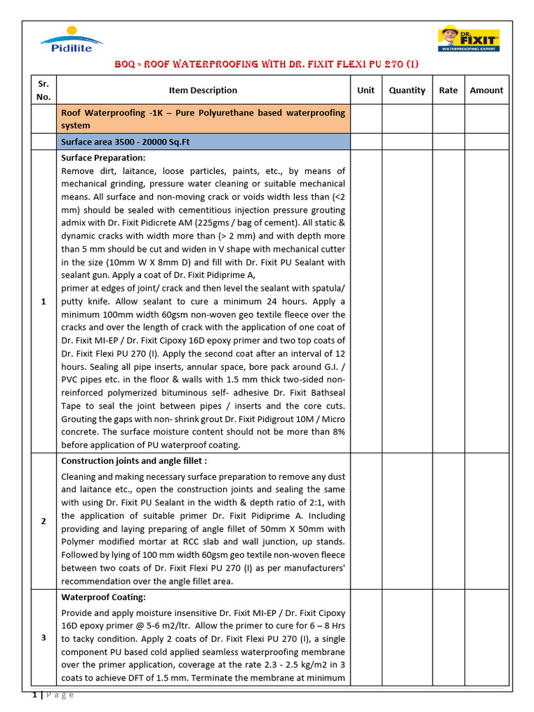 boq_roof_pu-270(i) | PDF | Epoxy | Concrete