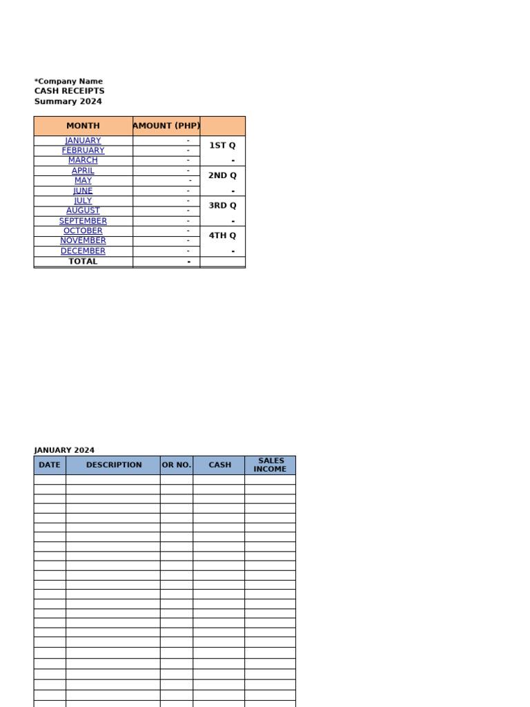 2024 Cash Receipts Summary | PDF