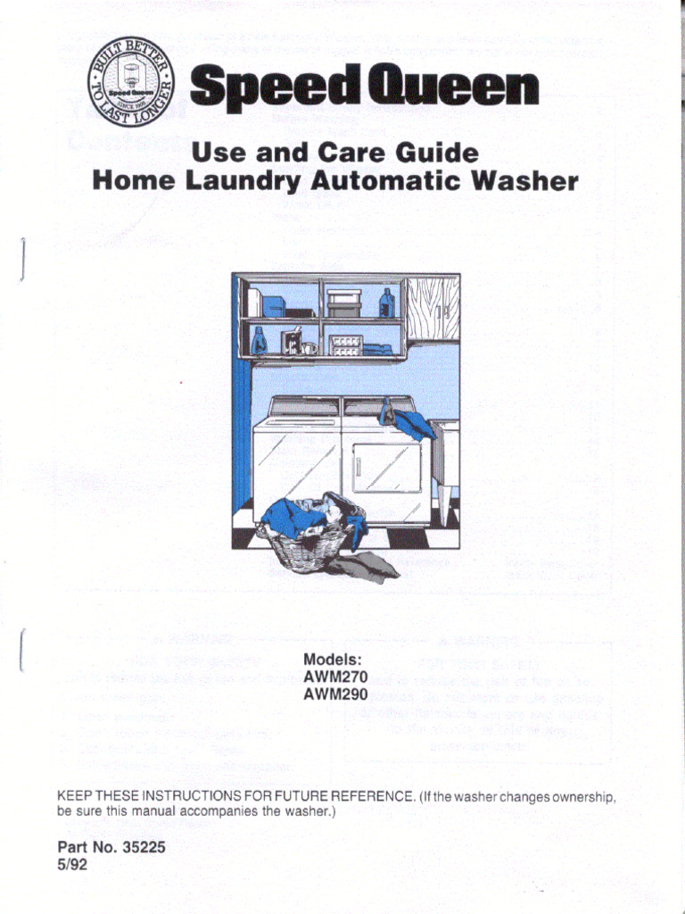 Speed Queen AWM270W Washing Machine | PDF