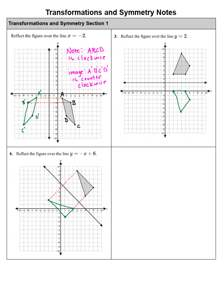 Unit 3 - Transformations and Symmetry Notes - Blank 2 | PDF