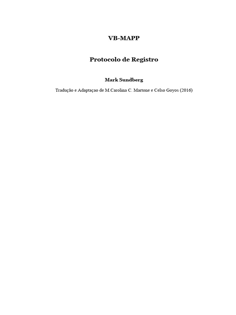 Protocolo de Registro VB Mapp | PDF | Pronome | Brinquedos