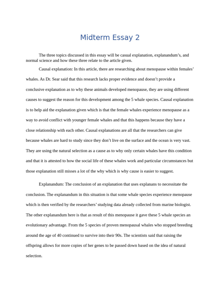 Midterm essay 2 | PDF | Science | Species
