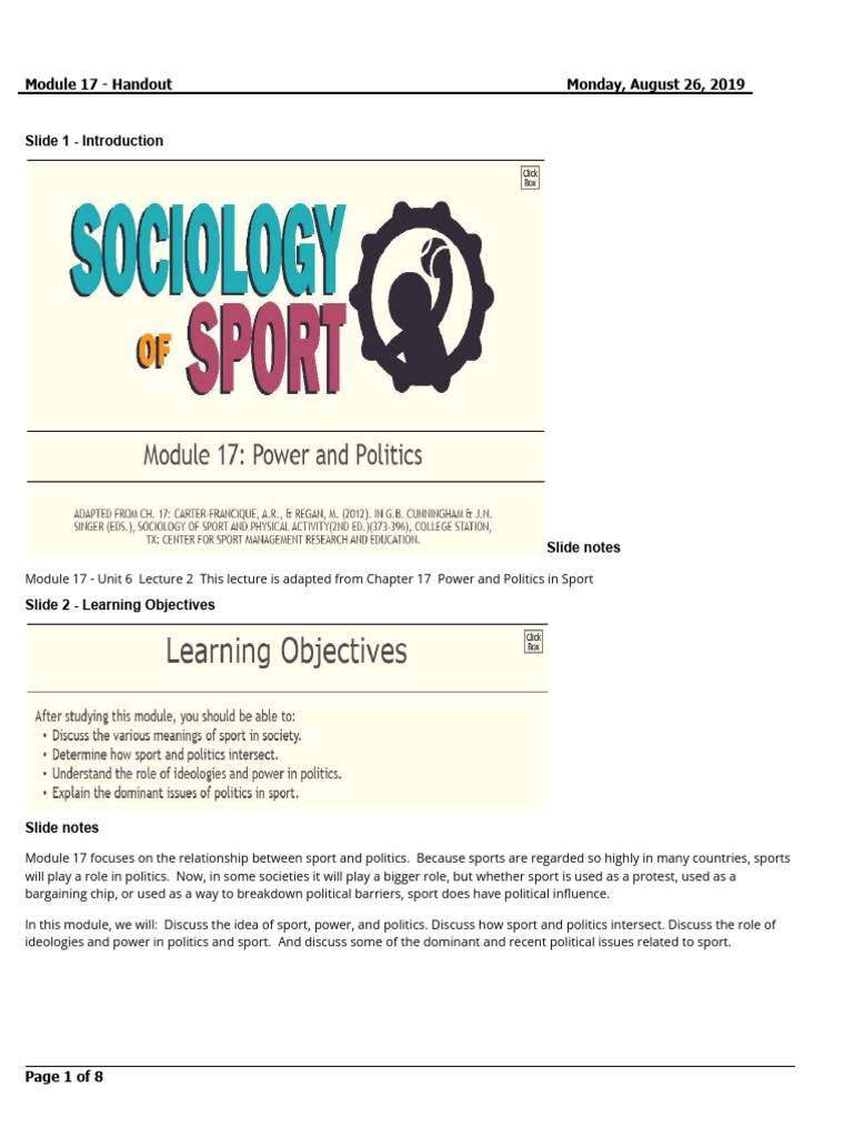 Module 17 Handout | PDF | Sports | Gender
