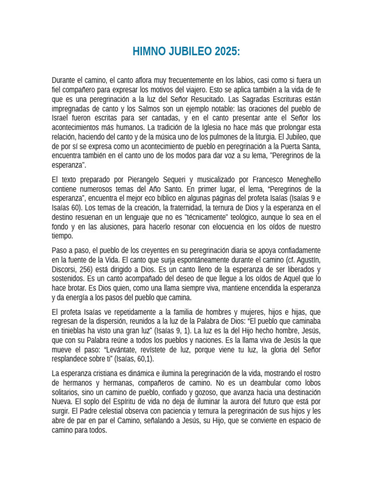 Himno Jubileo 2025 | PDF | Himnos | Canto