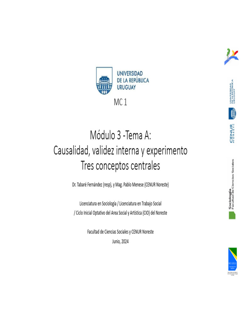 Cuanti 2024 Modulo 3 Tema A Causalidad v2 | PDF | Experimentar | Causalidad