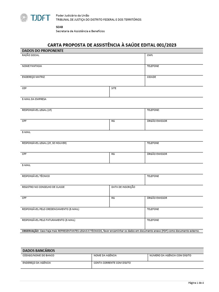 Formulario Carta Proposta Assistencia Saude | PDF