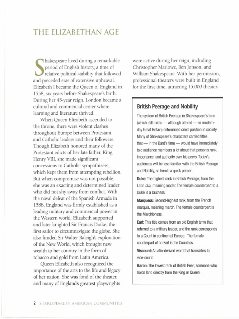 National Endowments for the Arts: Shakespeare in America Teacher's ...