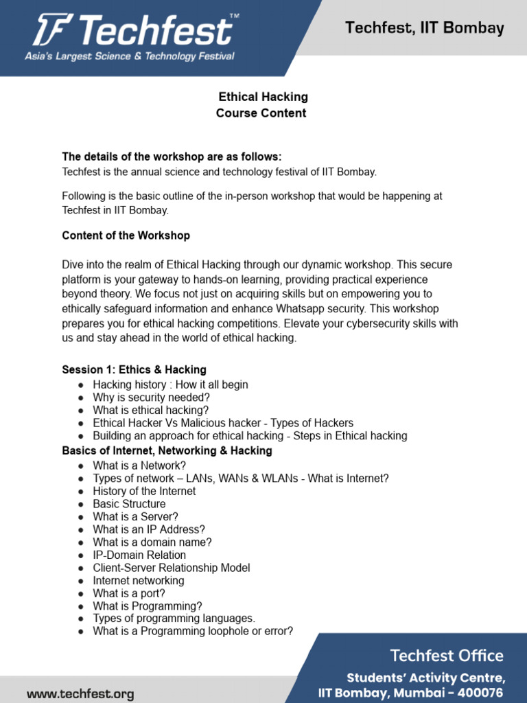 Ethical Hacking Course Content H1H1TqS | PDF | Security Hacker | Phishing