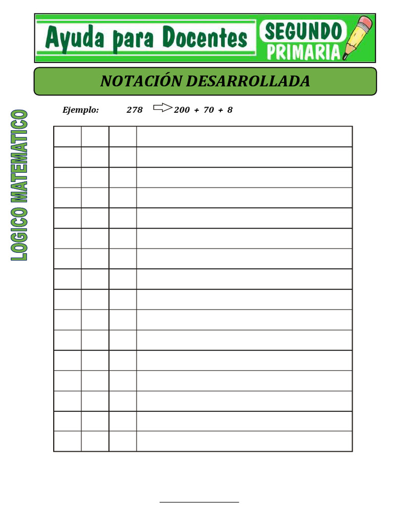 Notacion Desarrollada para Segundo de Primaria | PDF