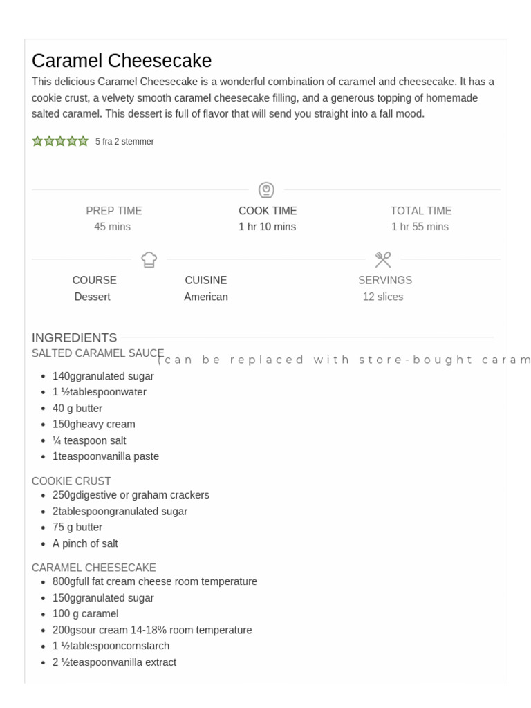 Caramel Cheesecake - Julie Marie | PDF | Food And Drink Preparation ...