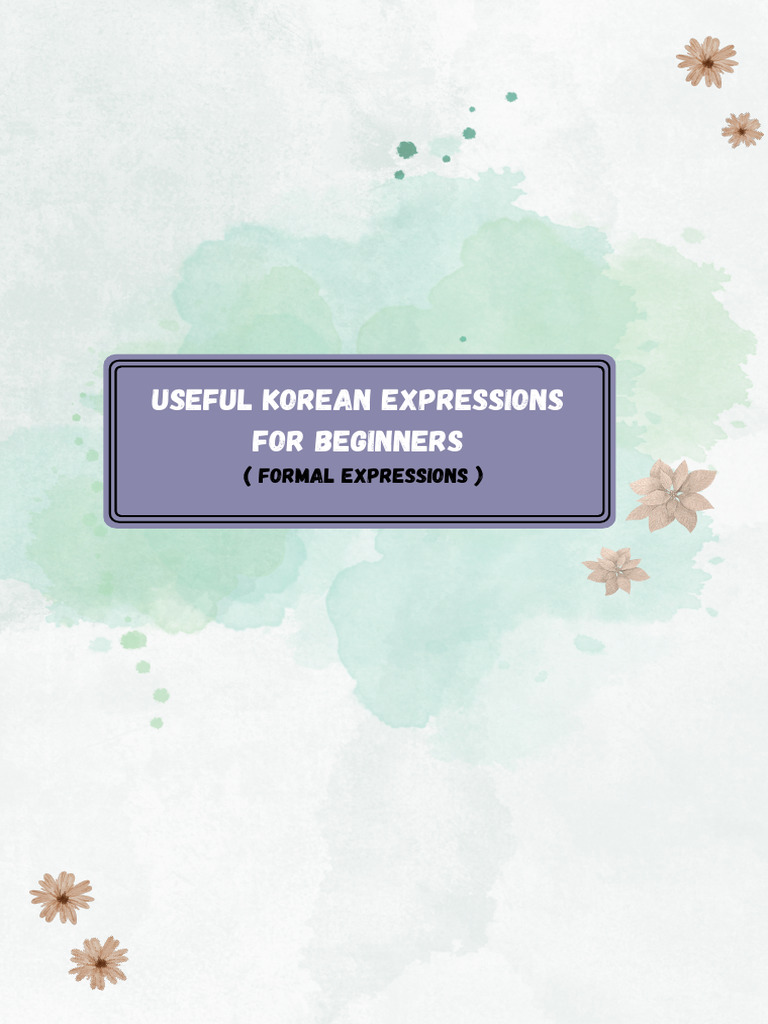 Useful Korean Expressions For Beginners | PDF