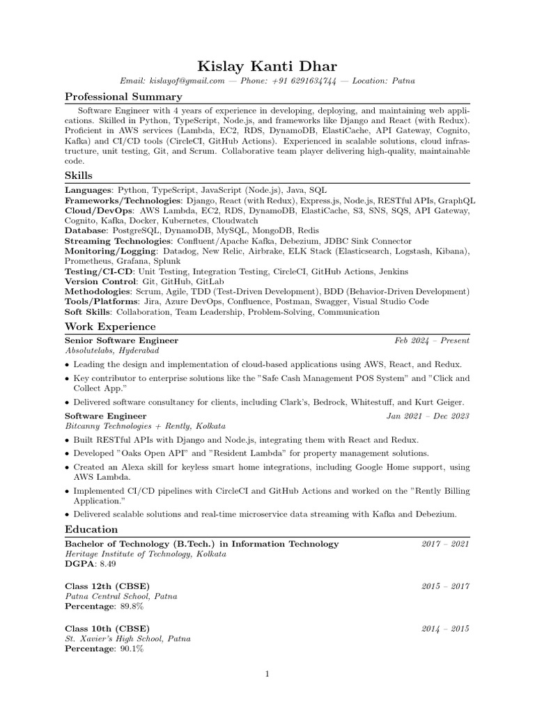 Kislay Kanti Dhar | PDF | Software Engineering | Computer Programming