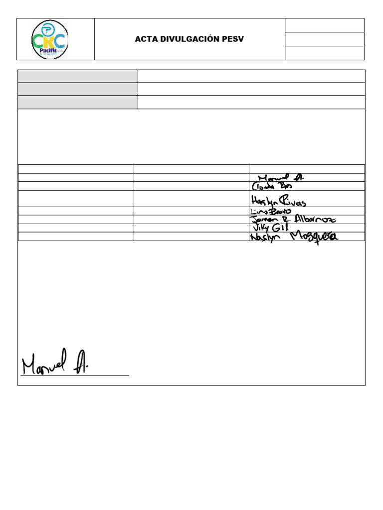 Anexo 2 - Acta Divulgación Pesv | PDF