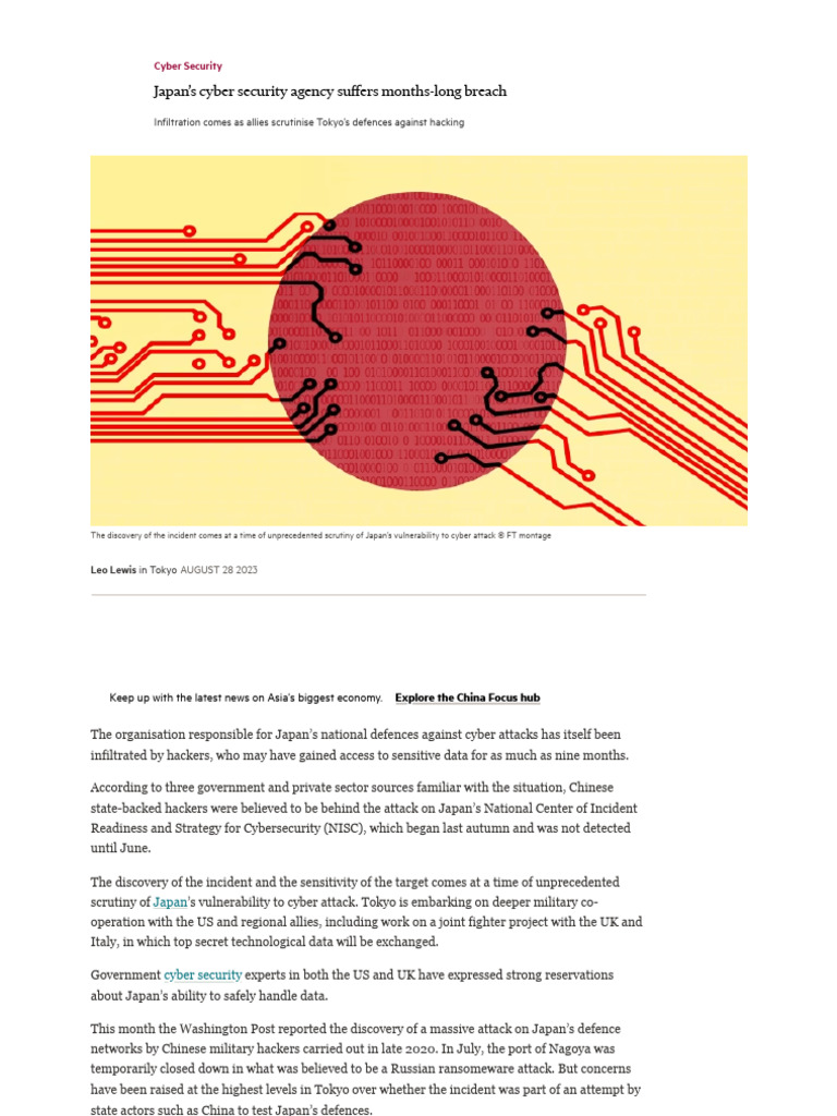 Japan's Cyber Security Agency Suffers Months-Long Breach | PDF ...