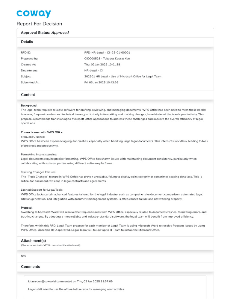 RFD Approval Microsoft Office For Legal | PDF | Microsoft Office ...