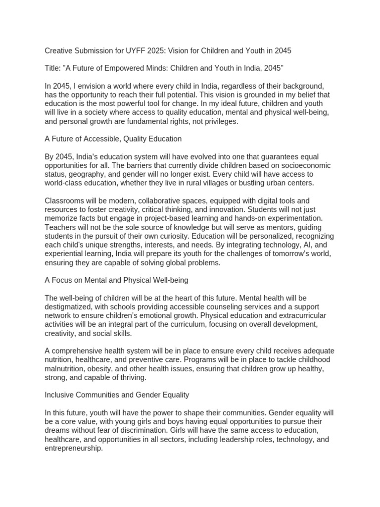 Creative Submission For UYFF 2025 | PDF | Science | Learning