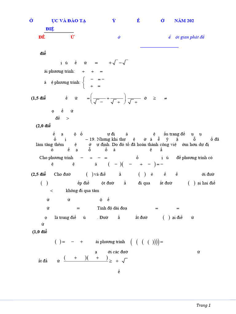 De Tuyen Sinh Lop 10 Mon Toan Chung Nam 2022 2023 So Gddt Dien Bien | PDF
