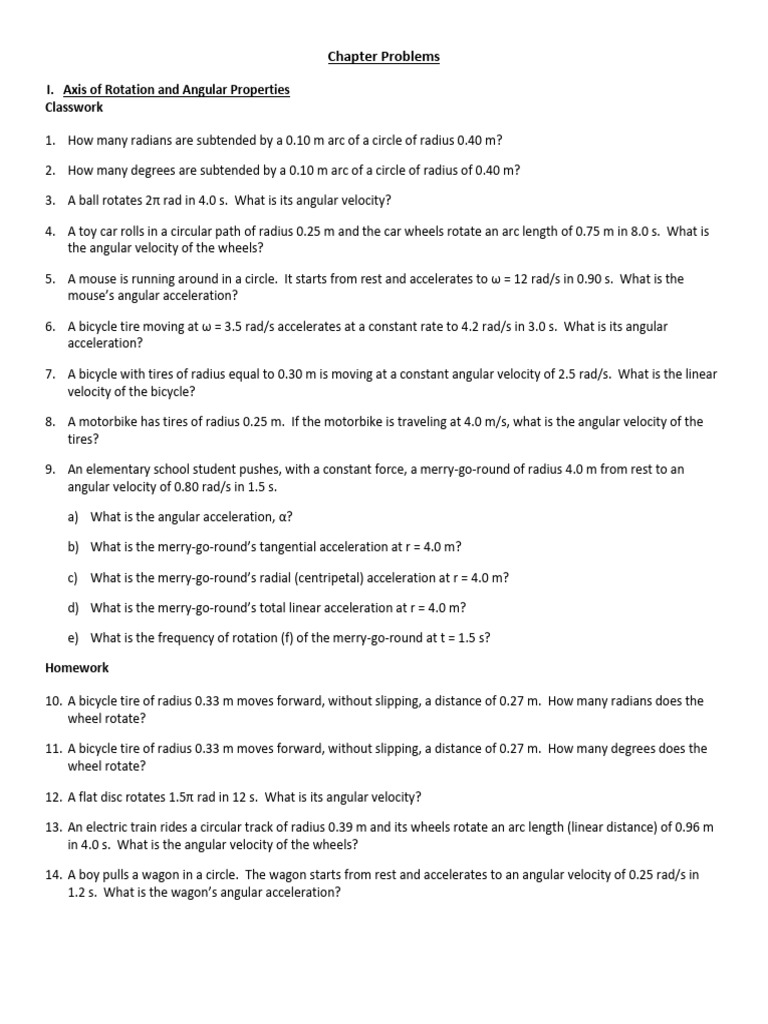 AP Physics 1 Rotational Motion Problems | PDF | Acceleration | Velocity