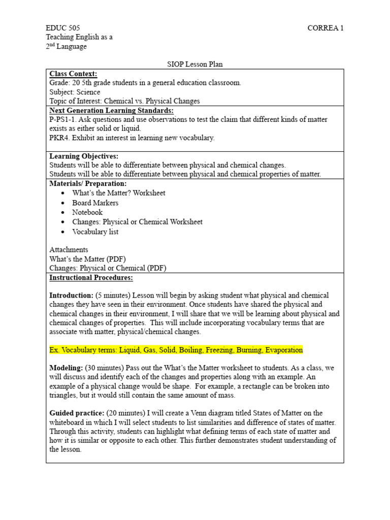 SIOP Presentation | PDF | Reading Comprehension | Lesson Plan