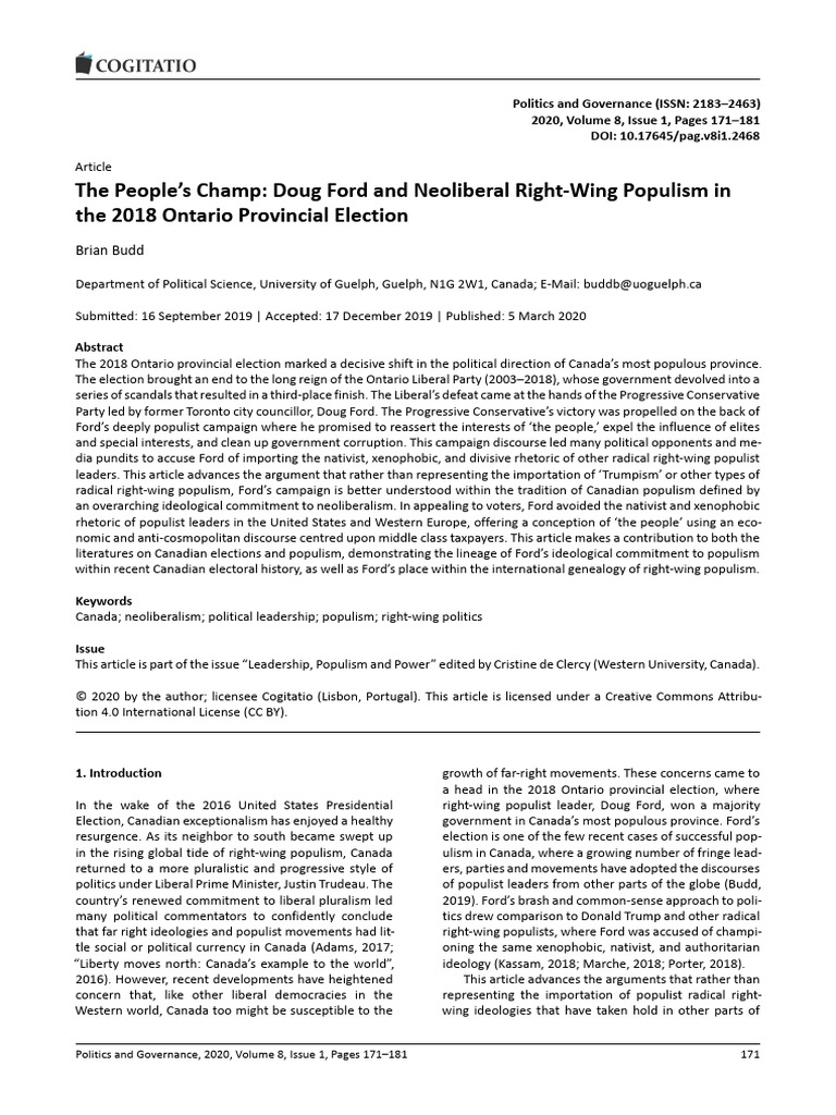 The People's Champ Doug Ford | PDF | Populism | Right Wing Politics