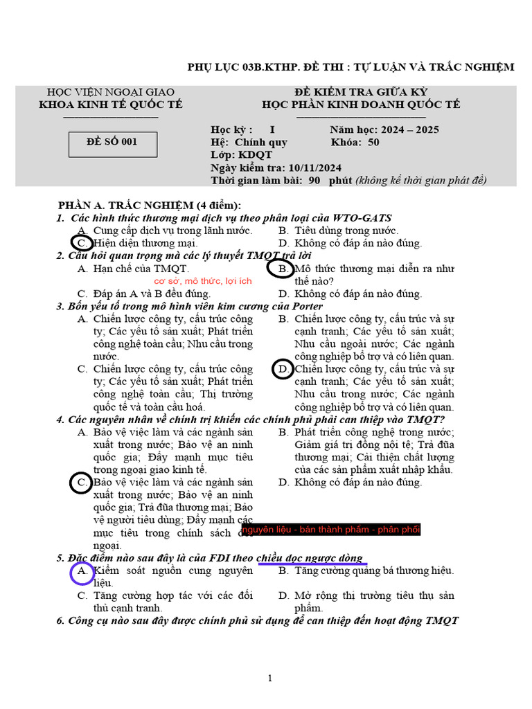 Đề KDQT 01 Edited | PDF