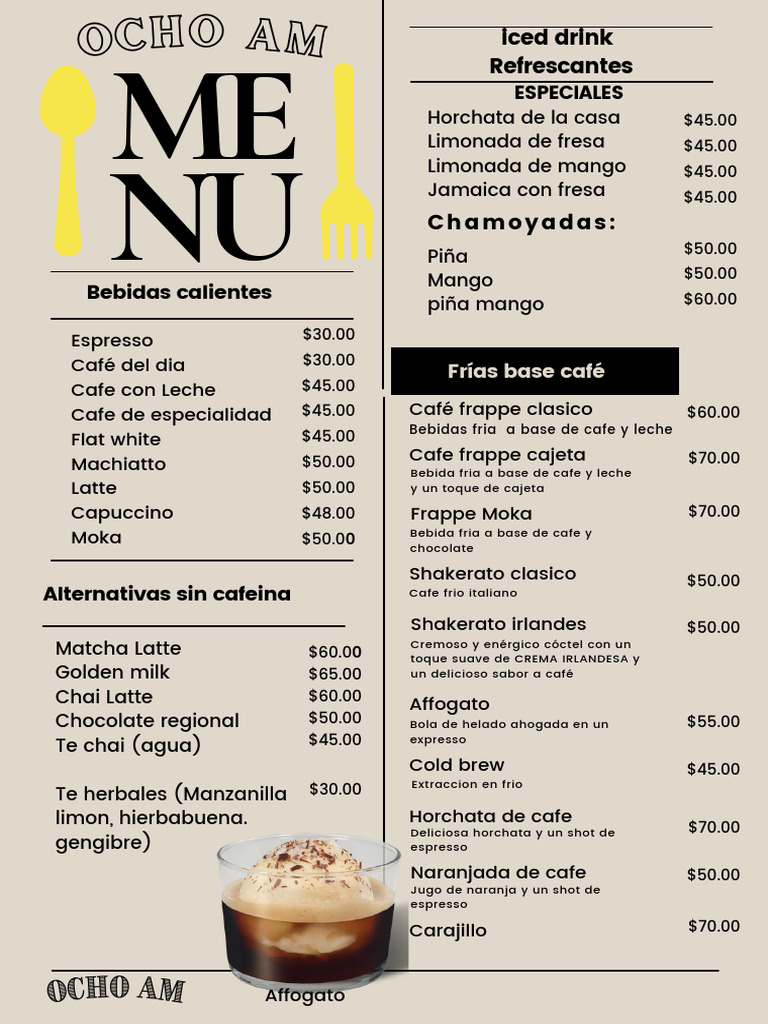 Menu Ocho Am | PDF | Cocina | Cocina occidental