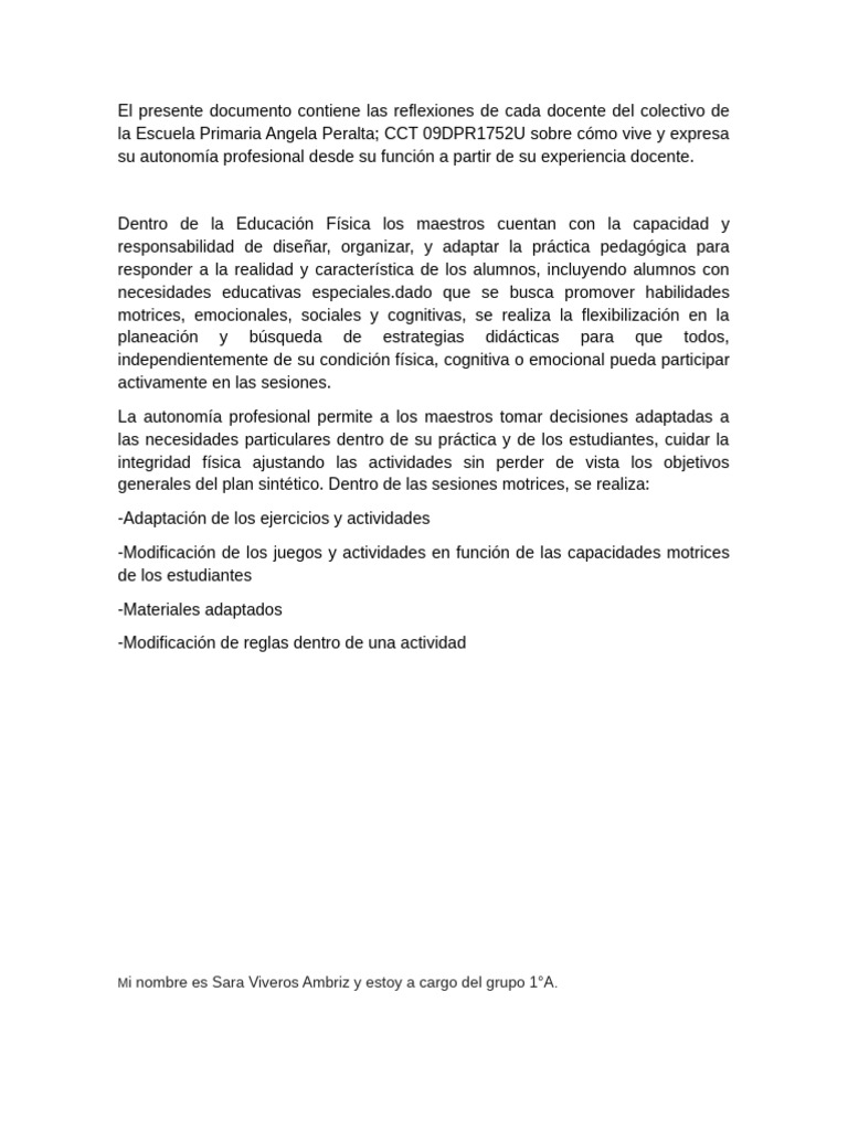 Autonomía Profesional Angela Peralta | PDF | Maestros | Enseñando