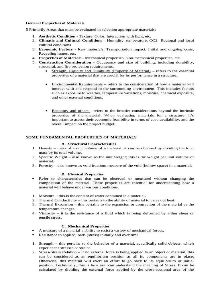 General-Properties-of-Materials | PDF | Strength Of Materials ...