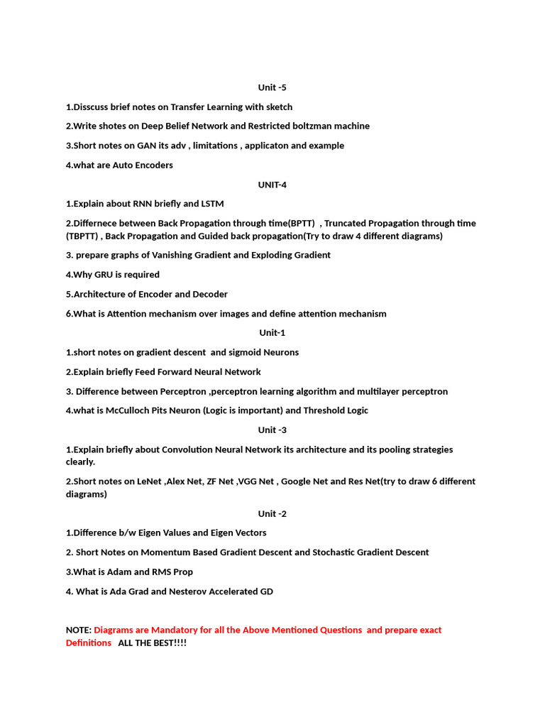 Imp DL Questions For External Theory | PDF