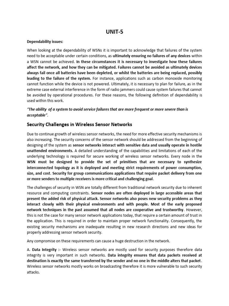 Unit-5 WSN | PDF | Quality Of Service | Wireless Sensor Network