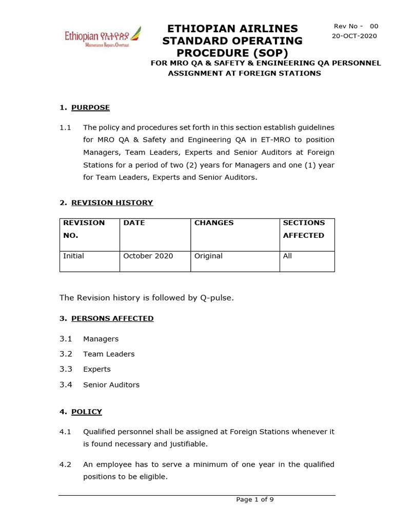 Foreign assignment SOP for QA | PDF | Evaluation | Business