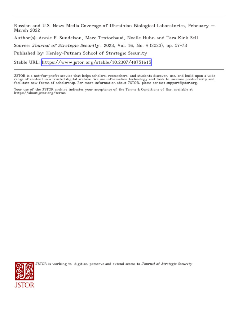 Sundelson-RussianUSNews-2023 | PDF | Academic Publishing | Scholarly ...
