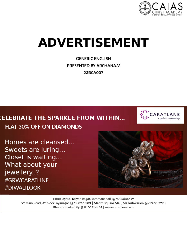 Advertisement Caratlane | PDF