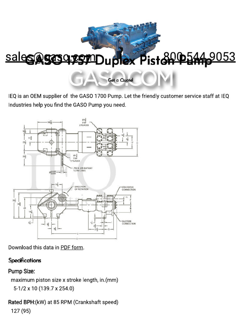 GASO 1757 Duplex Piston Pump - GASO | PDF