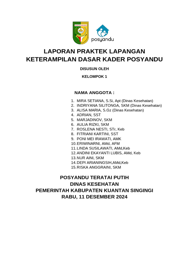 Laporan PKL - Kelompok 1 | PDF