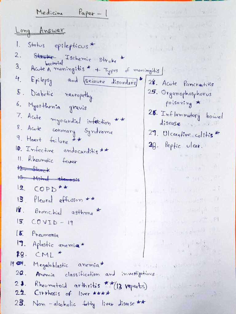 Medicine Paper-1 PYQ | PDF