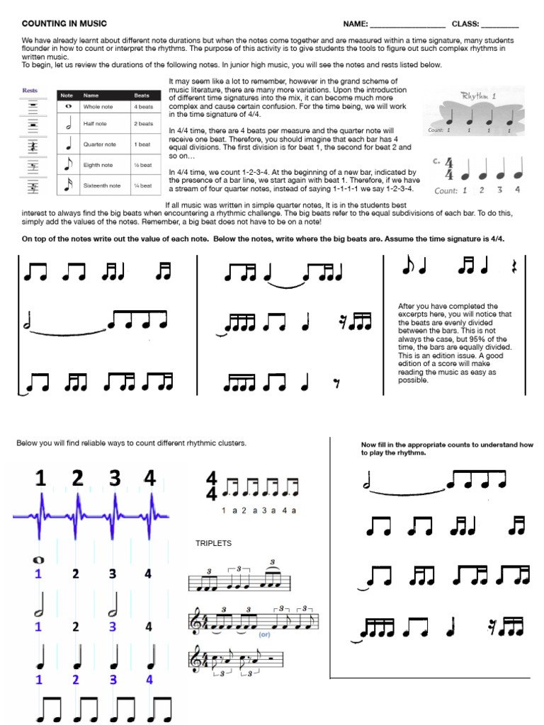 Copy of Counting in Music | PDF | Rhythm | Musical Notation