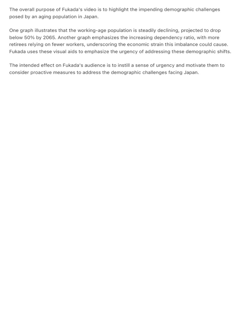 The Overall Purpose of Fukada's Video Is To Highlight The Impending | PDF