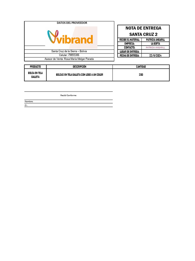Copia de Nota de Entrega La Bofta | PDF
