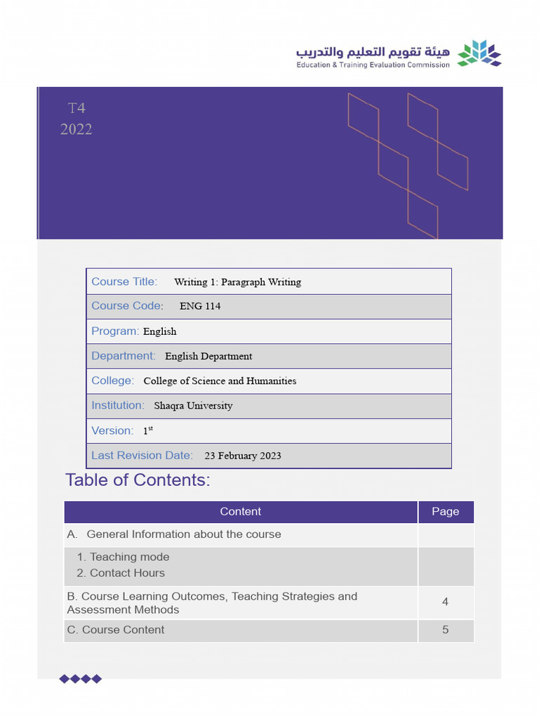 ENG 114: Writing 1 Course Overview | PDF | English Language ...