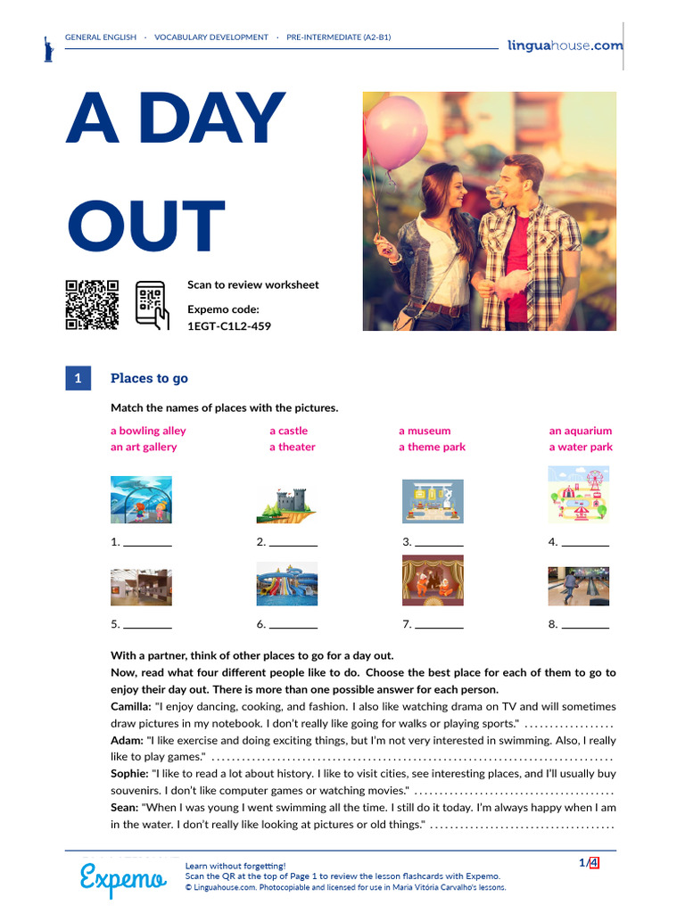 A Day Out American English Student A2 B1 | PDF
