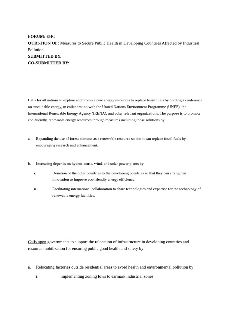 MUN 2025 EHC Resolution (Part 2) | PDF