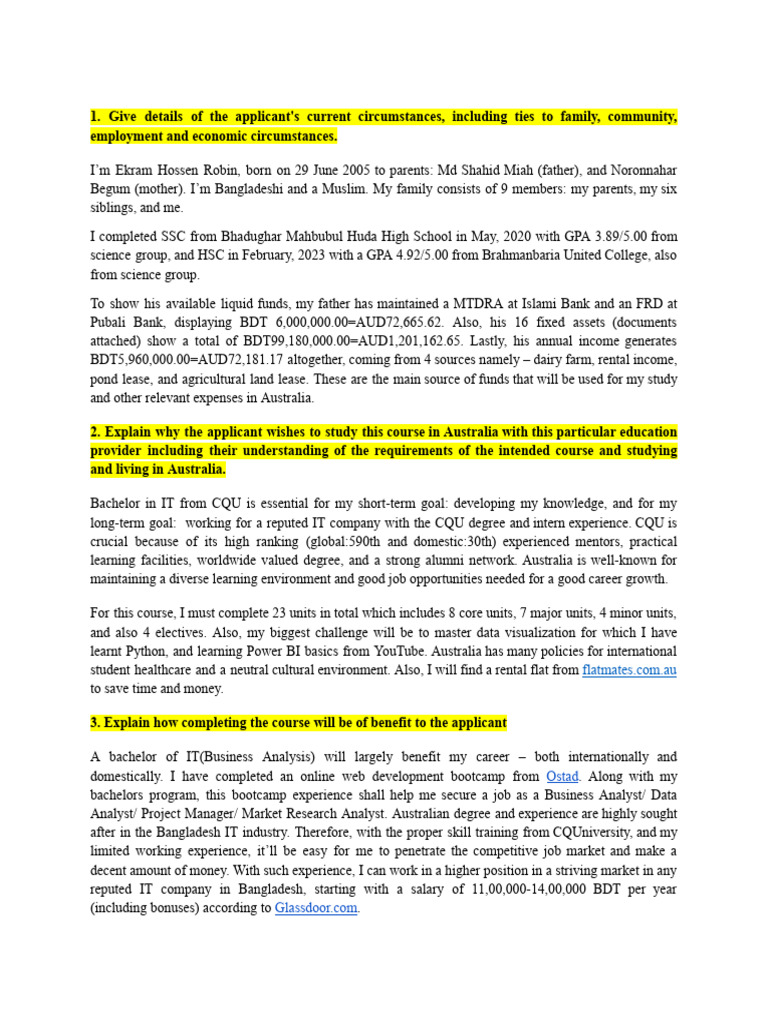 GS Requirements of Ekram Hossen | PDF | Economies