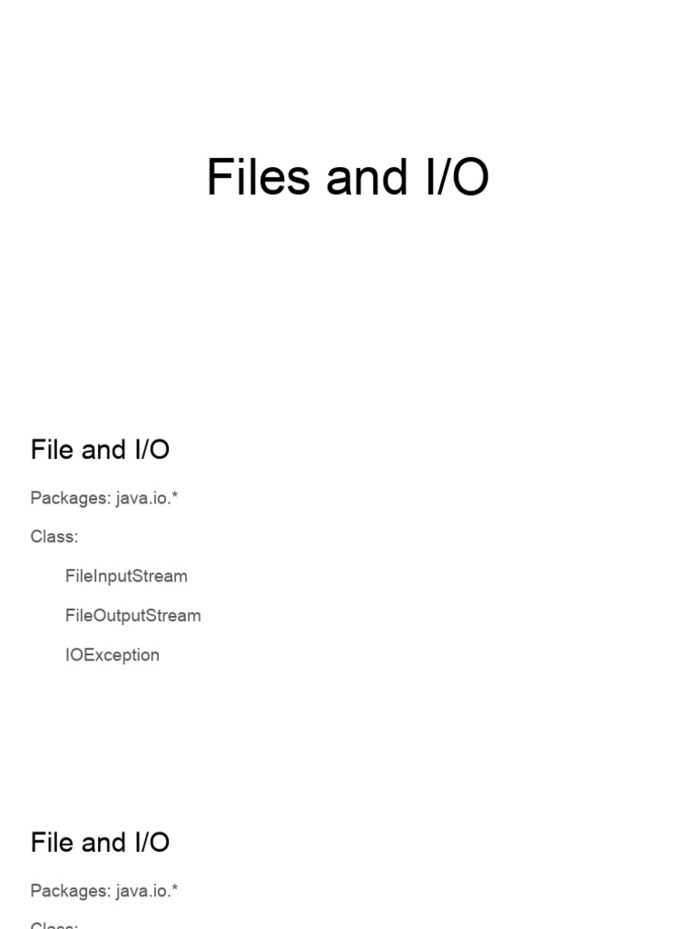 Files and I/O | PDF