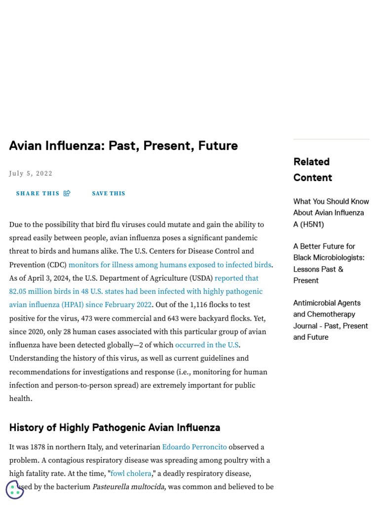 Avian Influenza - Past, Present, Future | PDF | Avian Influenza | Influenza A Virus Subtype H5 N1