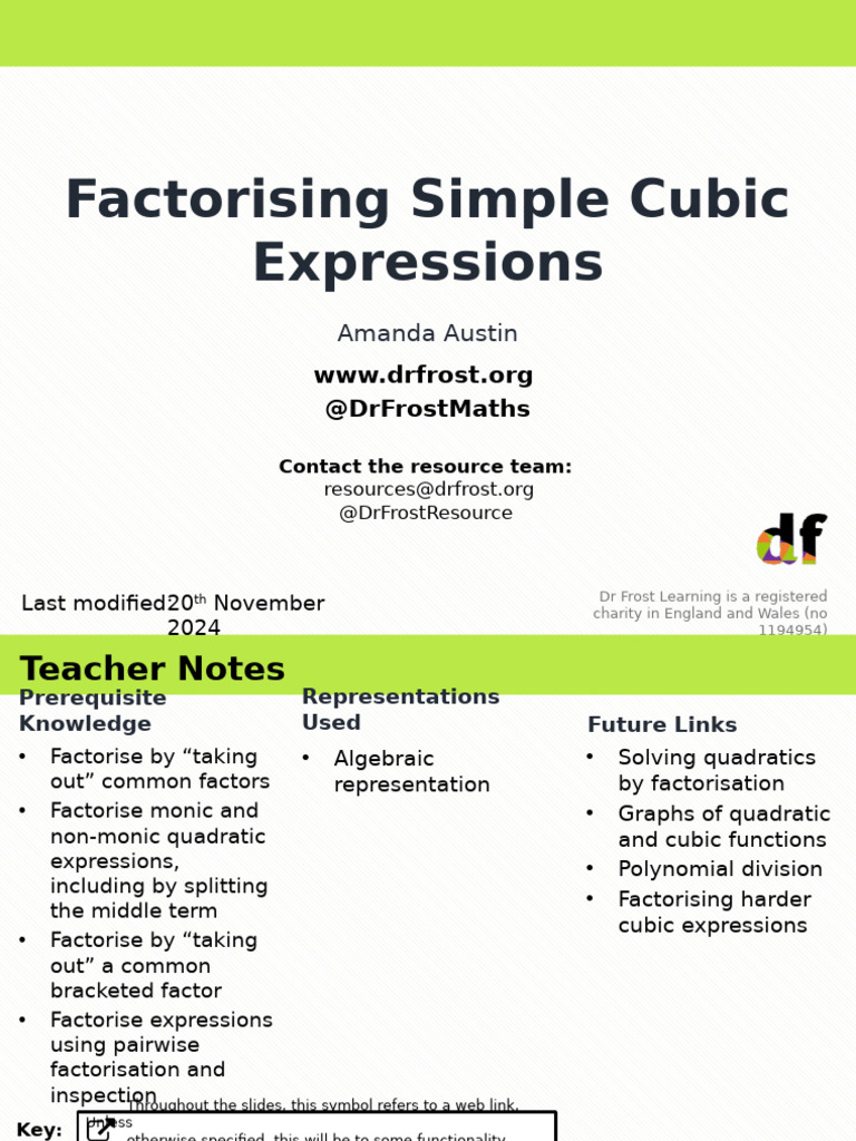 Factorising Simple Cubic Expressions Lesson Pdf Factorization Quadratic Equation